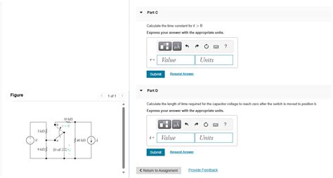 Solved The Switch In The Circuit Has Been In Position A For Chegg Com