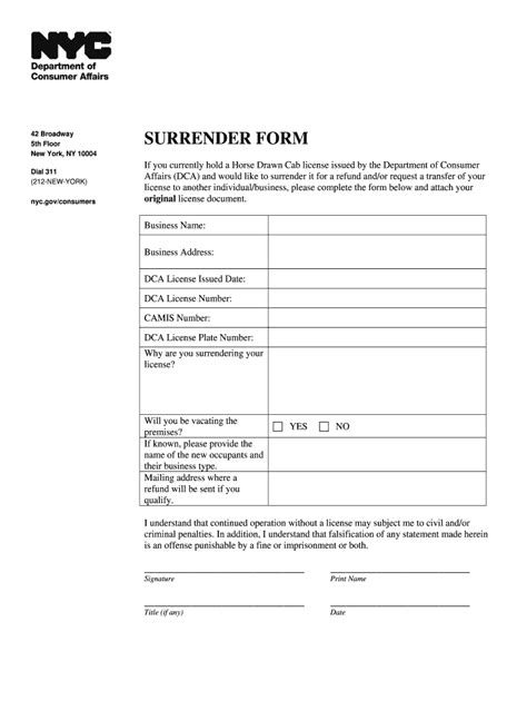 Ny Surrender Form Fill And Sign Printable Template Online Us Legal