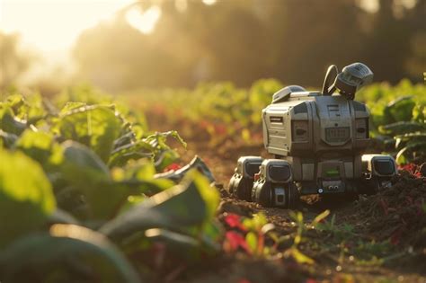 Premium Photo Robots Farming Robot Herbicide Sprayer Working In Agricultural Field Ai Generated