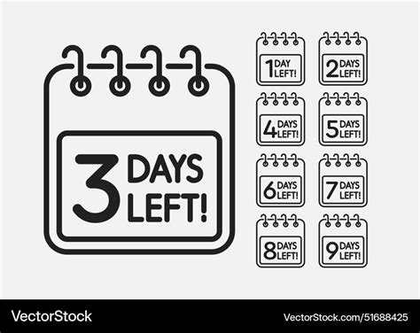 Countdown Daily Page Calendar Icon 3 Day Left Vector Image