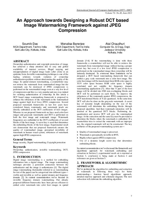 Pdf An Approach Towards Designing A Robust Dct Based Image