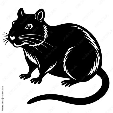 Cute Silhouette Of A Gerbil Line Art Vector Cartoon Illustration Stock