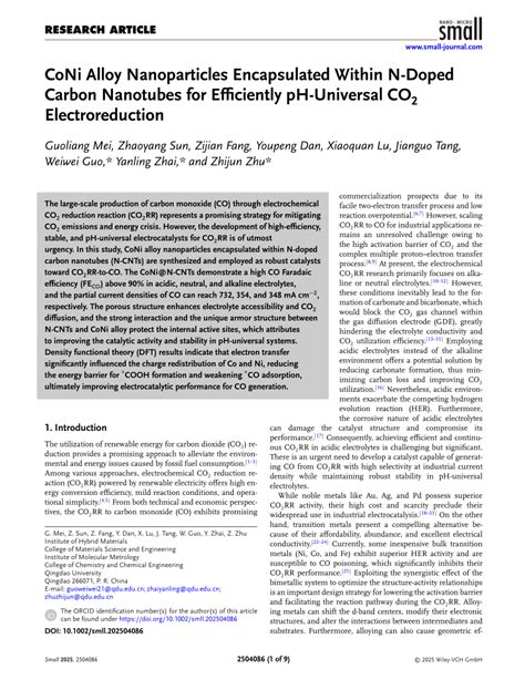 Coni Alloy Nanoparticles Encapsulated Within N‐doped Carbon Nanotubes