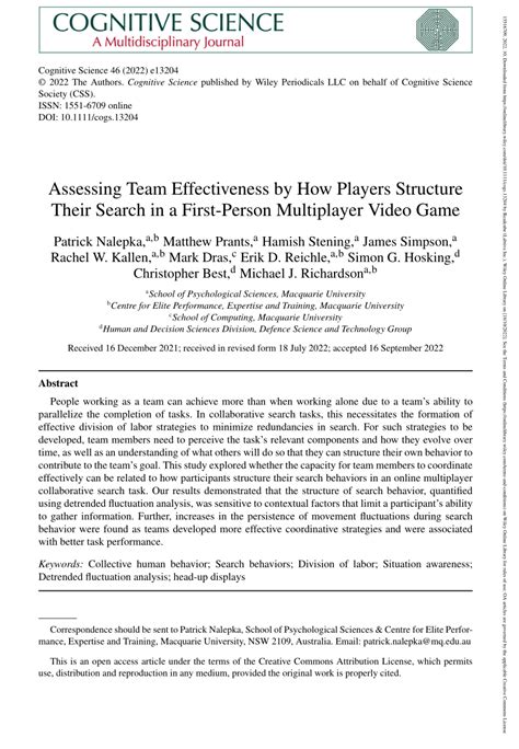 Pdf Assessing Team Effectiveness By How Players Structure Their