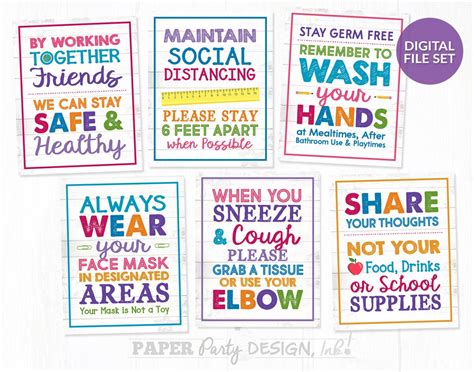 Printable Classroom Safety Signs Set Of 6 Size 8 X 10 Classroom