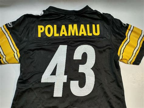 On Field Pittsburgh Steelers Troy Polamalu Mens Medium Football Jersey
