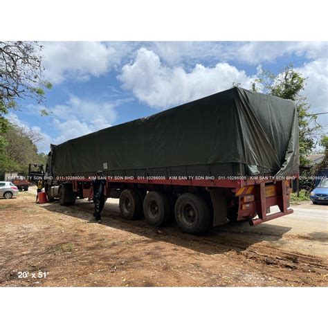 19 X 50 Kanvas Lori Khemah Hijau Berat Pvc Vinylon Lori Siap Cincin