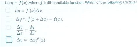 Solved Let Y F X Where F Is Differentiable Function Chegg