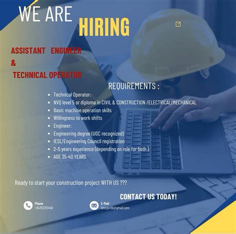 Assistant Engineer Technical Operator Jobseekerlk