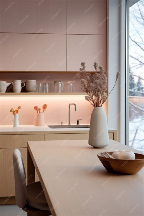 현대적인 인테리어 장식과 가구를 갖춘 현대적인 주방 Ai 생성 이미지