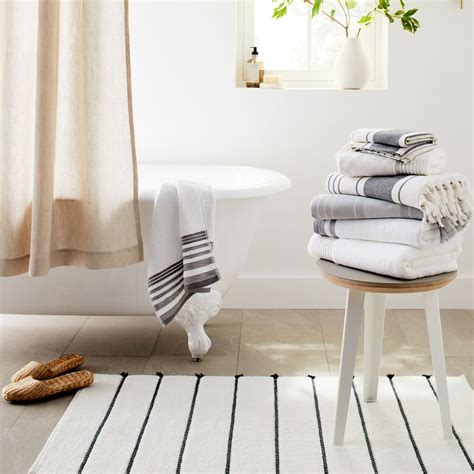 Organic Tassel Stripe Bath Mat West Elm
