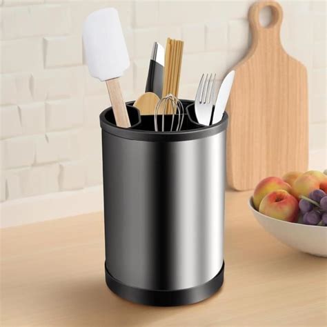 Porte Ustensiles De Cuisine Rotatif Panier À Couverts En Acier