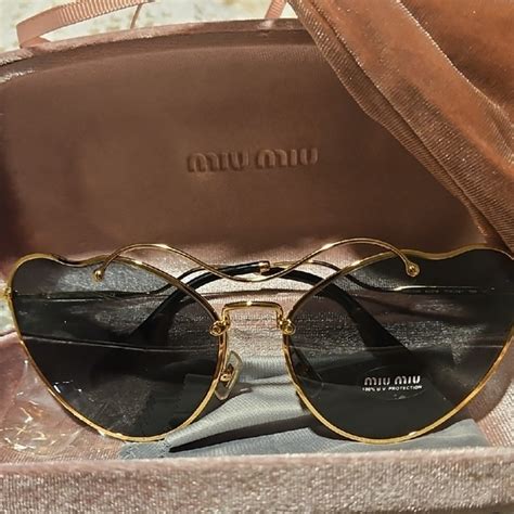 Miu Miu Accessories Miu Miu Gold And Black Aviator Sunglasses