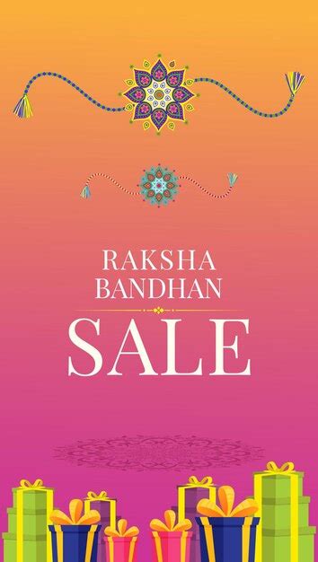 인도 종교 축제 행복 Raksha Bandhan 판매 초상화 템플릿 디자인 프리미엄 벡터