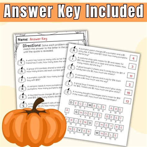 Halloween Decoder Puzzle Solving One And Two Step Equations Print