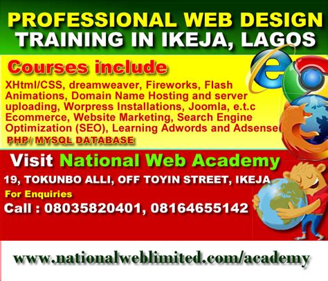 Cost Of Web Design Training In Lagos Webmasters Nigeria