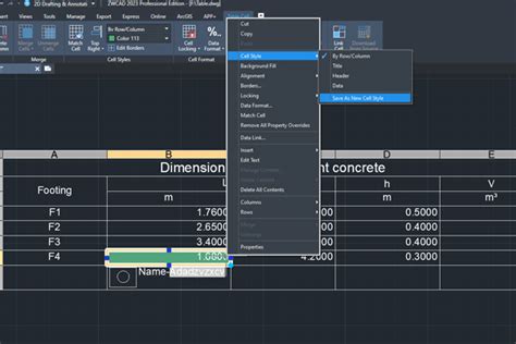 Zwcad 2023 More Powerful Table Tool