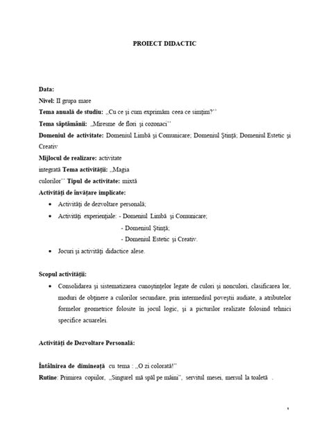 1 Proiect Didactic Gradinita Pdf