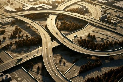 Busy Intersection Highway Road Generate Ai