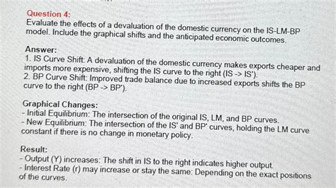 Solved Question 4evaluate The Effects Of A Devaluation Of