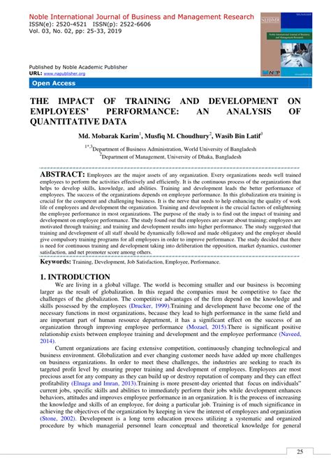Pdf The Impact Of Training And Development On Employees Performance An Analysis Of