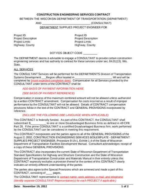 Construction Engineering Services Contract Construction Engineering