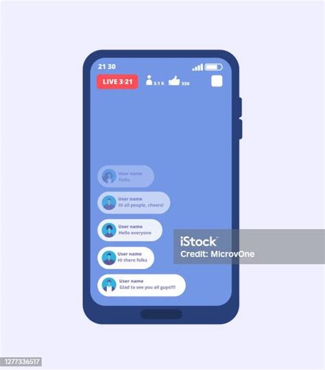 스마트 폰 라이브 비디오 스트림 페이스 북에서 영감을 Ui와 휴대 전화에 동영상을 스트리밍 벡터 템플릿 벡터에 대한 스톡 벡터 아트 및 기타 이미지 Istock