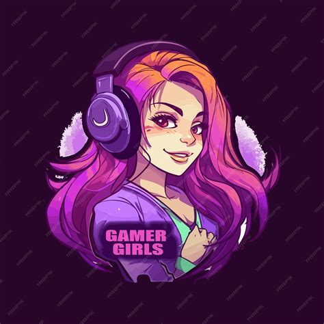 Premium Vector A Cartoon Gamer Girl Mascot Logo Vector Illustration
