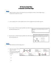 Copy Of Resonance And Formal Charge Docx AP Chemistry Daily Videos Resonance And