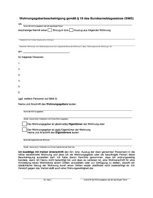 Wohnungsgeberbescheinigung Pdf Ausfüllbar Online Ausfüllen