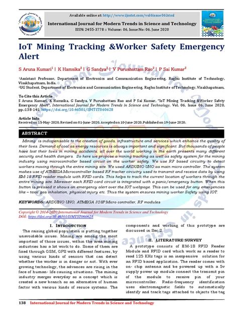 Iot Mining Tracking Andworker Safety Emergency Alert Pdf Radio
