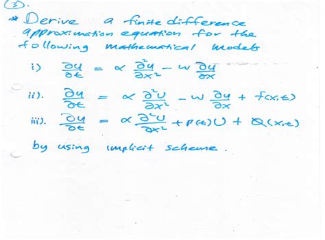 Solved Derive A Finite Difference Approximation Equation