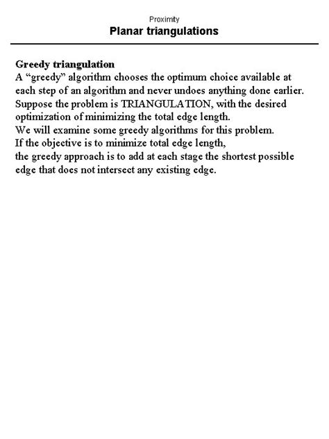 Proximity Planar Triangulations Problem Definitions 1 Triangulation Instance