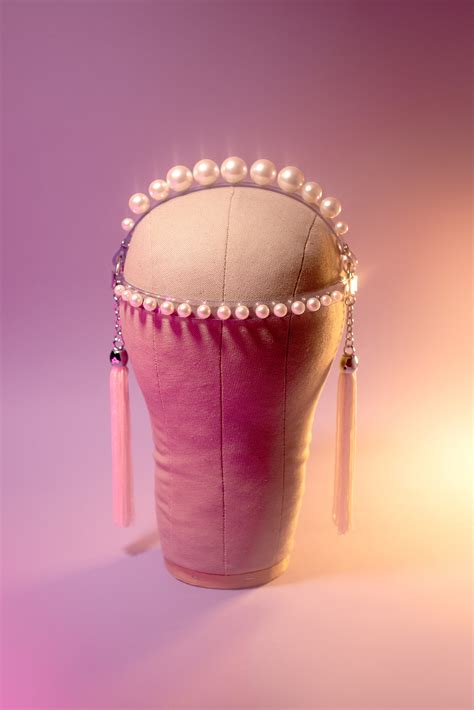 Apatico Penelope Pearl Crown Headpiece Clear Pvc Tassels