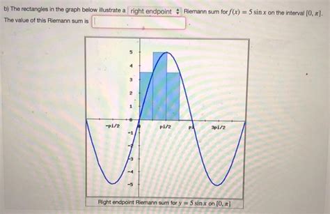solved riemann sum for f x 5 sin x on the interval 1