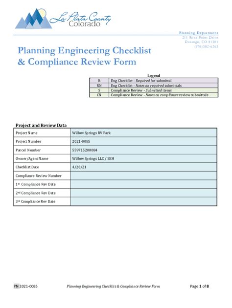 Fillable Online Planning Engineering Checklist Fax Email Print Pdffiller