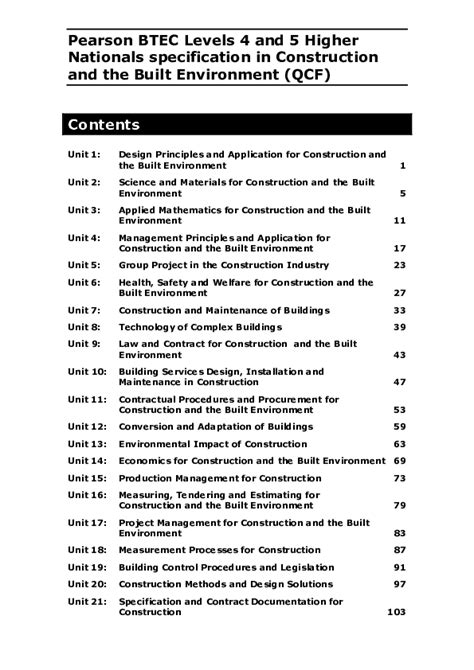 Pdf Pearson Btec Levels 4 And 5 Higher Nationals Specification In Construction And The Built