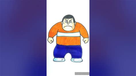 How To Draw Giyan From Doremon Step By Step Easy Cartoon Character Drawing Ideas Viralshort