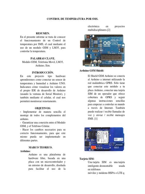 Control De Temperatura Por Sms Con Arduino Pdf Arduino Módulo De