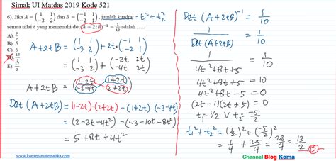 Pembahasan Matriks Simak Ui 2019 Matematika Dasar Kode 521 Dunia Informa