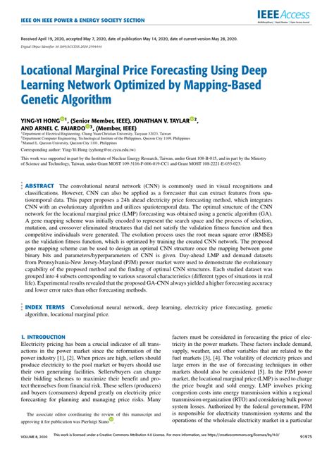 Pdf Locational Marginal Price Forecasting Using Deep Learning Network Optimized By Mapping
