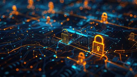 Global Cybersecurity Map With Glowing Locks And Network Lines On A Dark Background Vibrant Blue