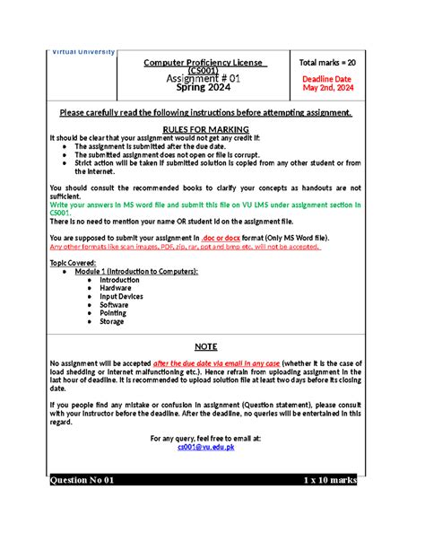 Spring 2024 Cs001 1 Computer Proficiency License Cs001 Assignment