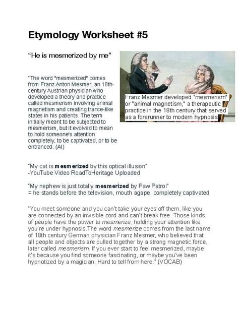 Etymology Worksheet 5 By Venus Vocabulary Tpt