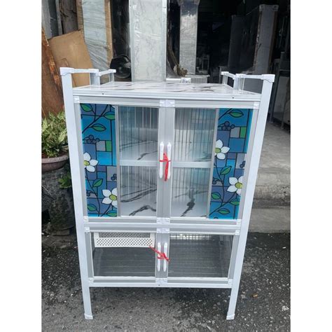 ตู้กับข้าว ขนาด 2 5 ฟุต 4 ประตู ใหม่สีอะลูมิเนียม มินิมอลไวท์ แผ่นข้างแผ่นหลังอลูมิเนียม