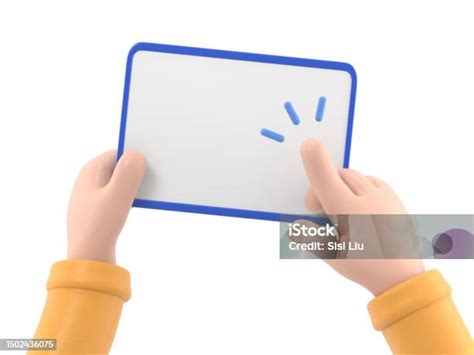 만화 제스처 아이콘 모형3d 손 터치 스마트폰 만화 아이콘 또는 휴대 전화 사용의 모형 흰색 배경에 3d 렌더링 3차원 형태에 대한 스톡 사진 및 기타 이미지 Istock