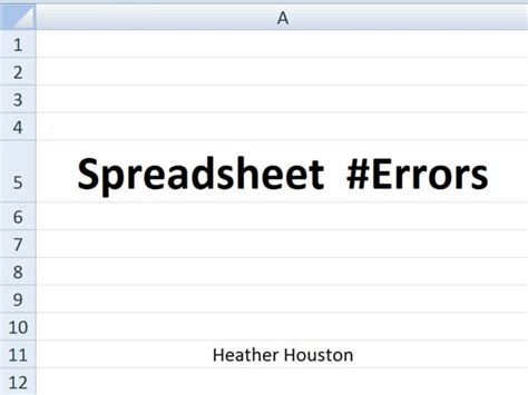Spreadsheet Errors Ppt
