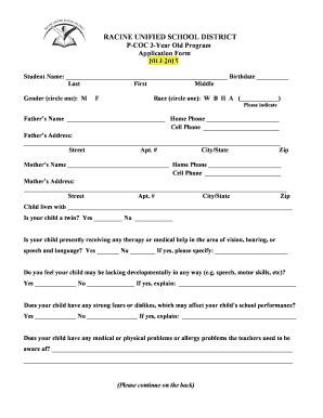 Fillable Online PCOC 3Year Old Program Fax Email Print PdfFiller