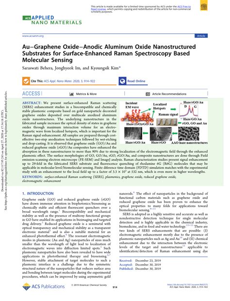 Pdf Au Graphene Oxide Anodic Aluminium Oxide Nanostructured Substrates For Surface