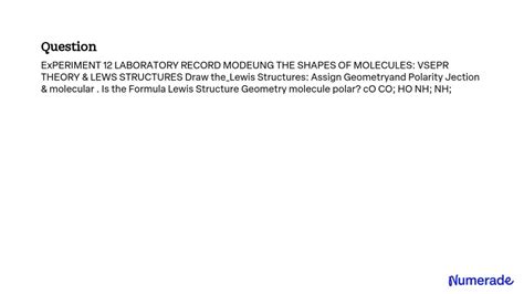 solved experiment 12 laboratory record modeling the shapes of